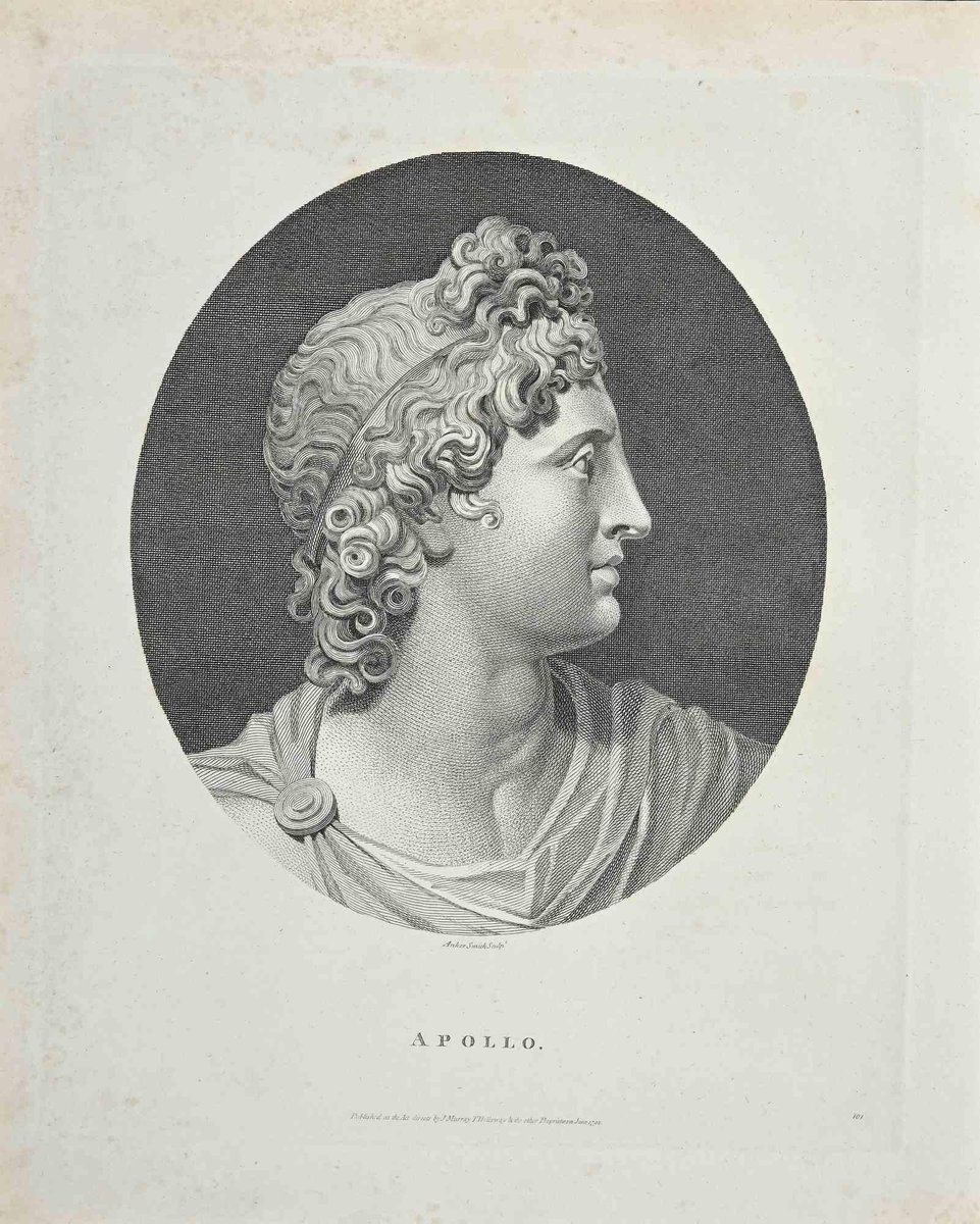 Anker Smith, Portrait of God Apollo, Etching, 1810 for sale at Pamono