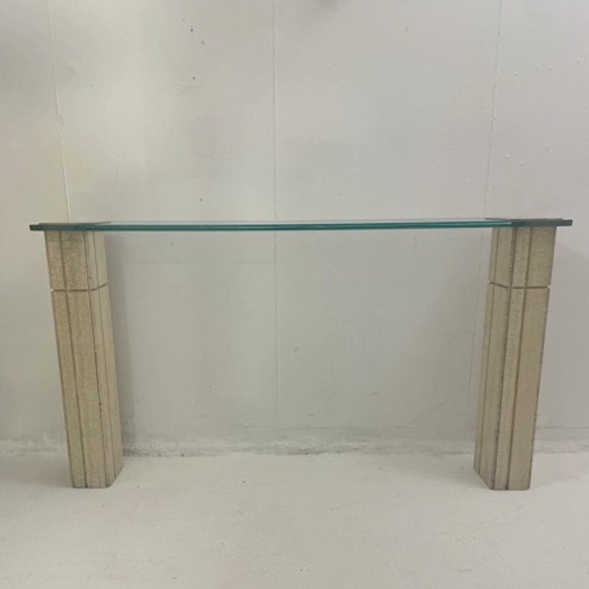 Italian Travertine and Glass Console, 1970s for sale at Pamono