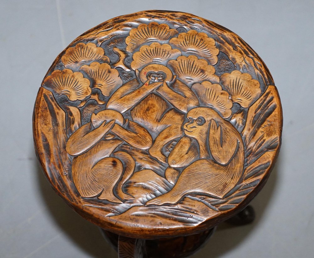 Carved Three Monkeys Side Tables from Liberty London, Set of 2 for sale ...