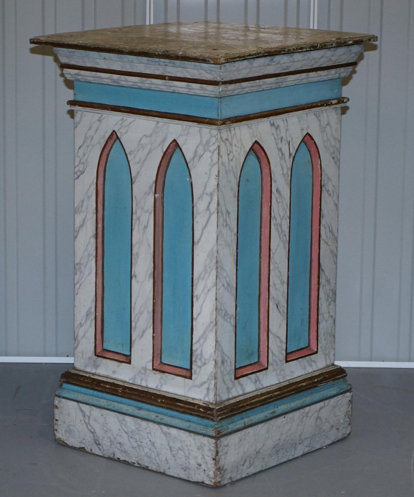 Large Gothic Style Painted Marble Effect Pedestal or Plinth for sale at ...