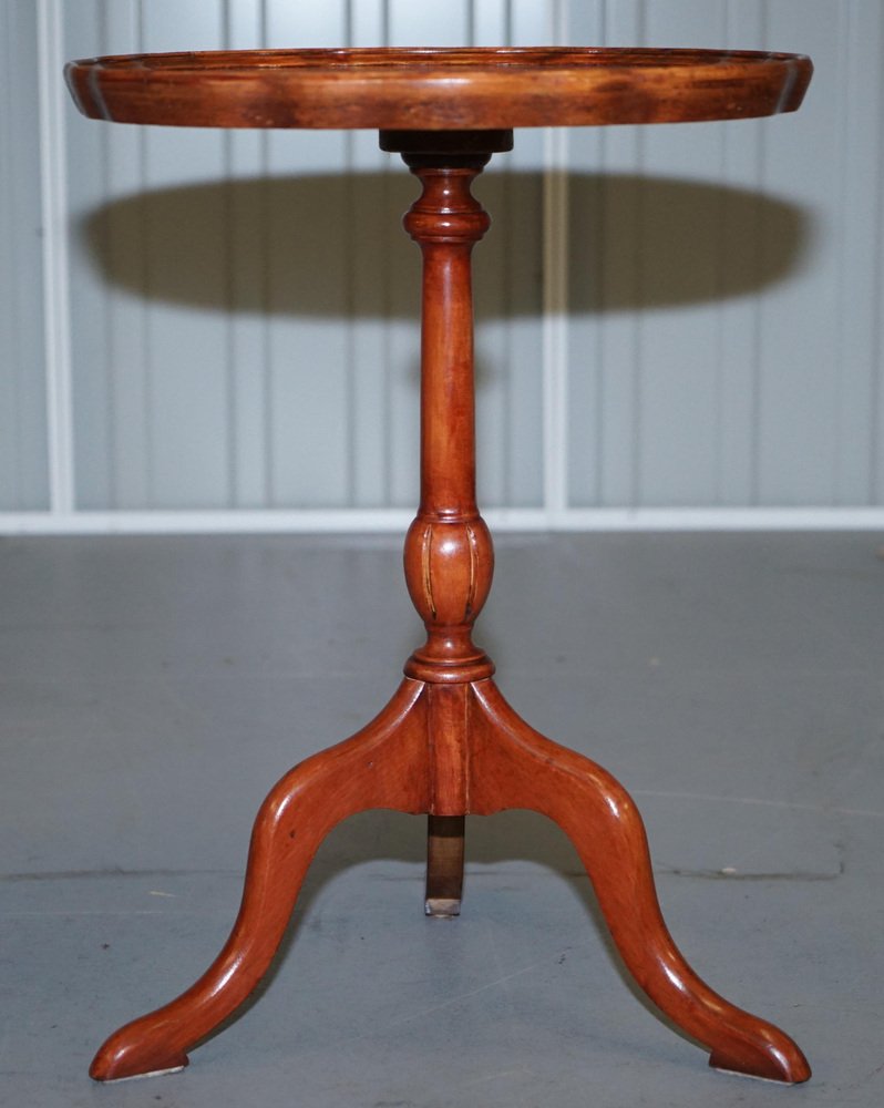 Walnut Tripod Side Table with Pie Crust Edge for sale at Pamono