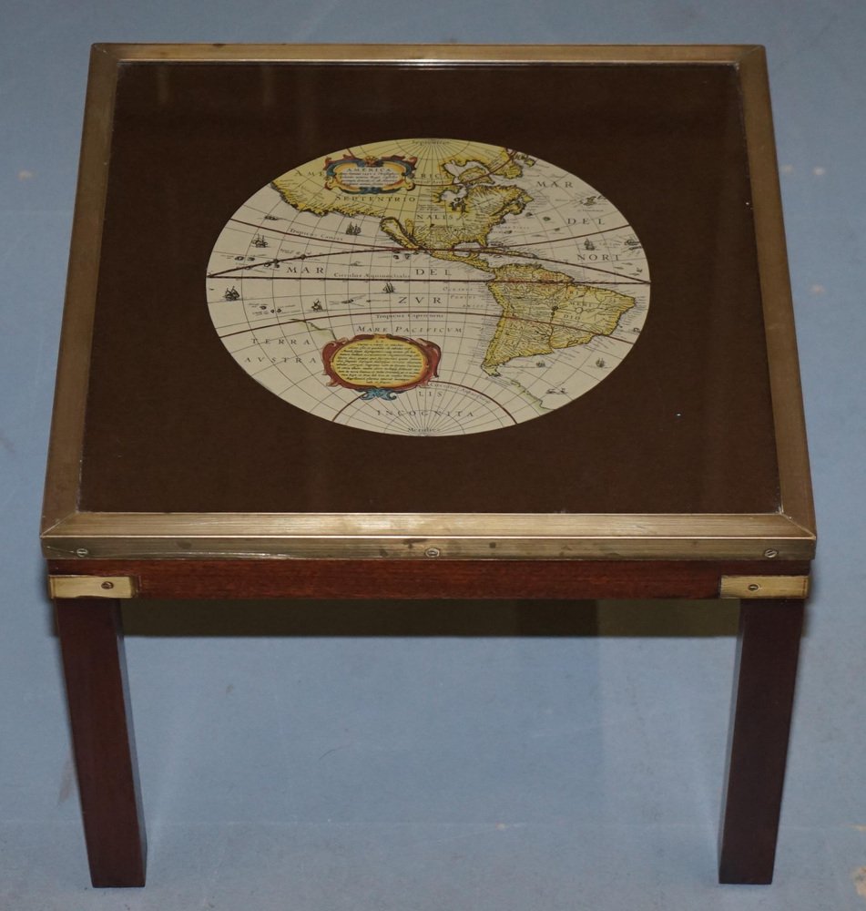 Military Campaign Nesting Tables with World Maps, Set of 3 for sale at ...
