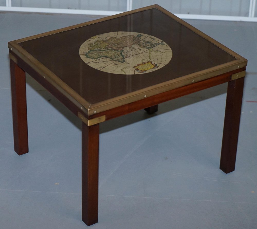 Military Campaign Nesting Tables with World Maps, Set of 3 for sale at ...