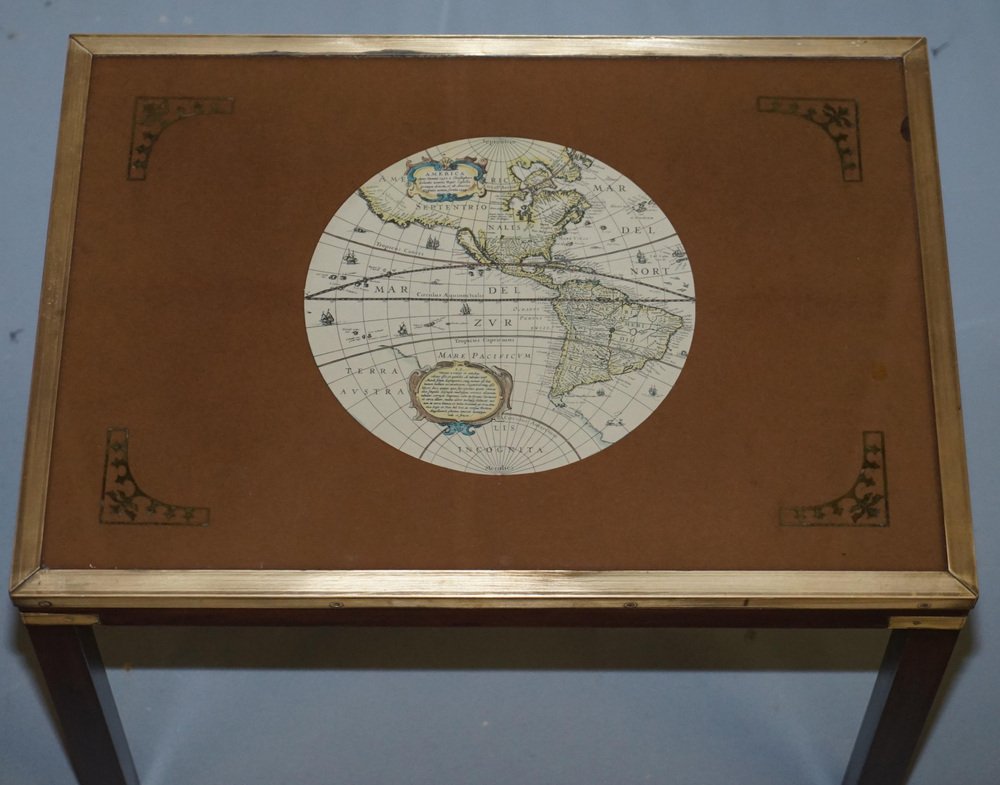 Military Campaign Nesting Tables with World Maps, Set of 3 for sale at ...