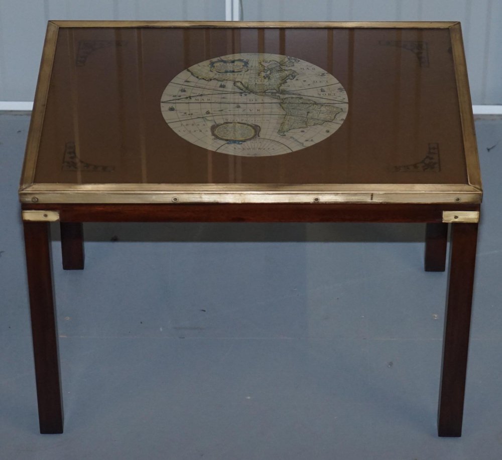 Military Campaign Nesting Tables with World Maps, Set of 3 for sale at ...