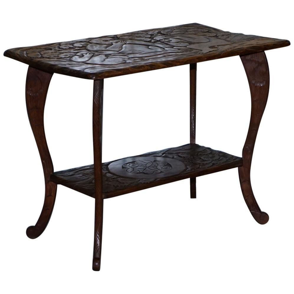 Monkey Hear See Speak No Evil Carved Coffee Table for sale at Pamono