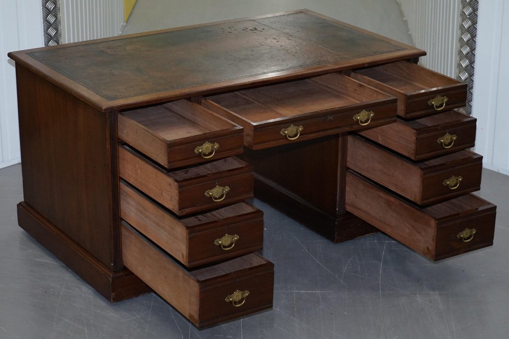Pall Mall Hardwood Twin Pedestal Writing Partners Desk for sale at Pamono