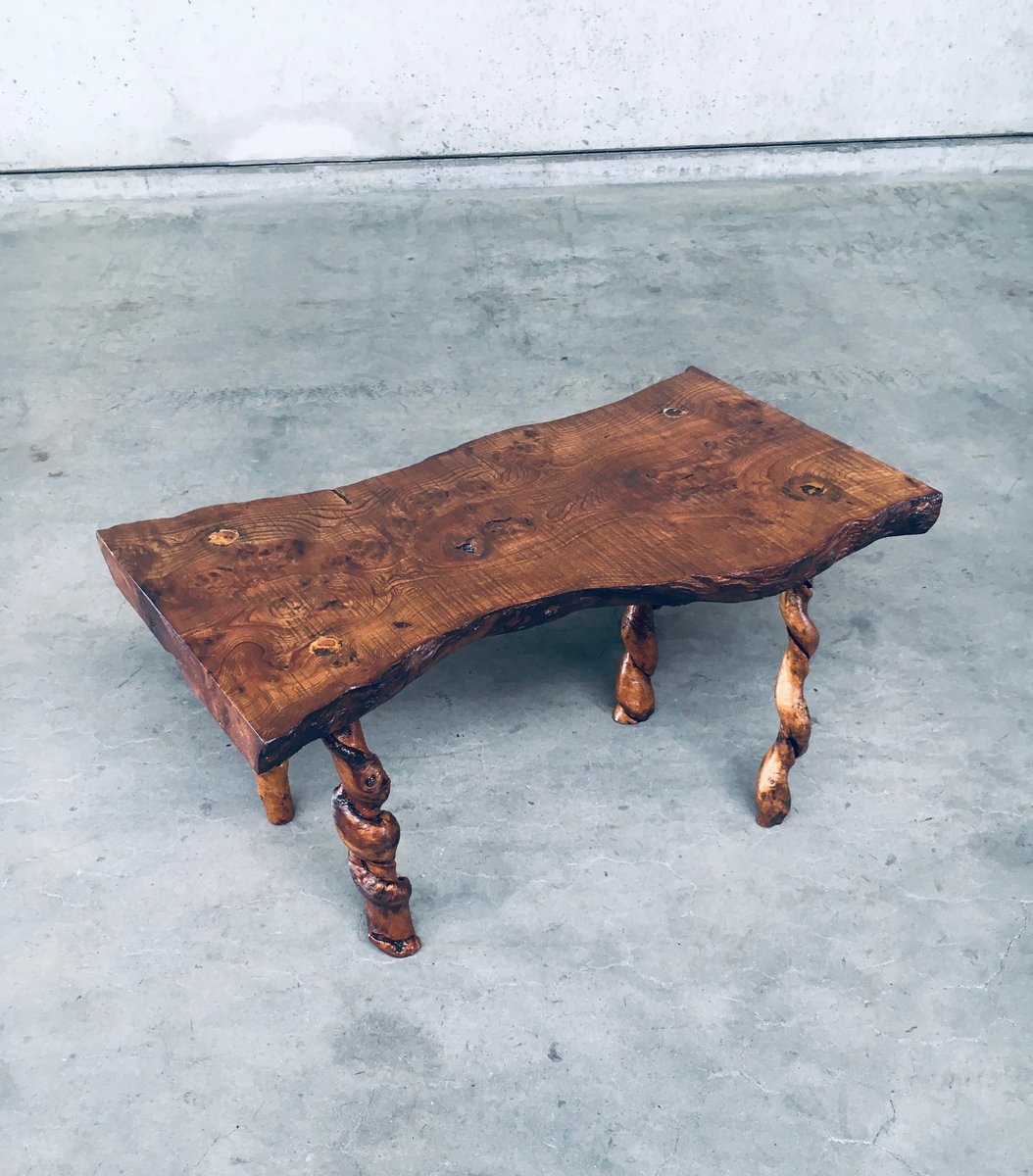 Brutalist Style Handcrafted Oak & Grape Wood Side Table, 1950s for sale ...