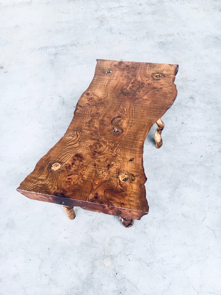 Brutalist Style Handcrafted Oak & Grape Wood Side Table, 1950s for sale ...