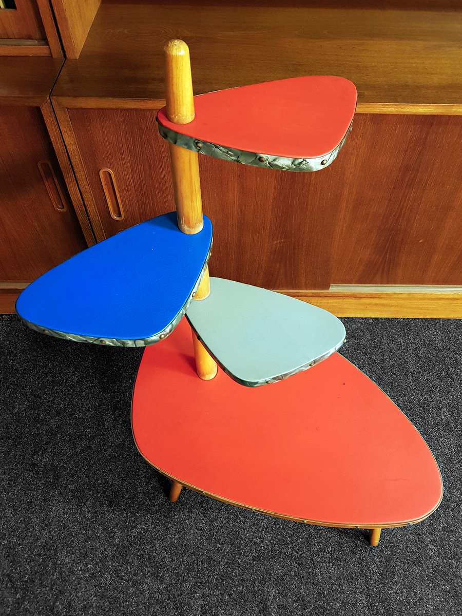 Mid-Century Multicolored Kidney-Shaped Plant or Flower Stand, 1950s for ...