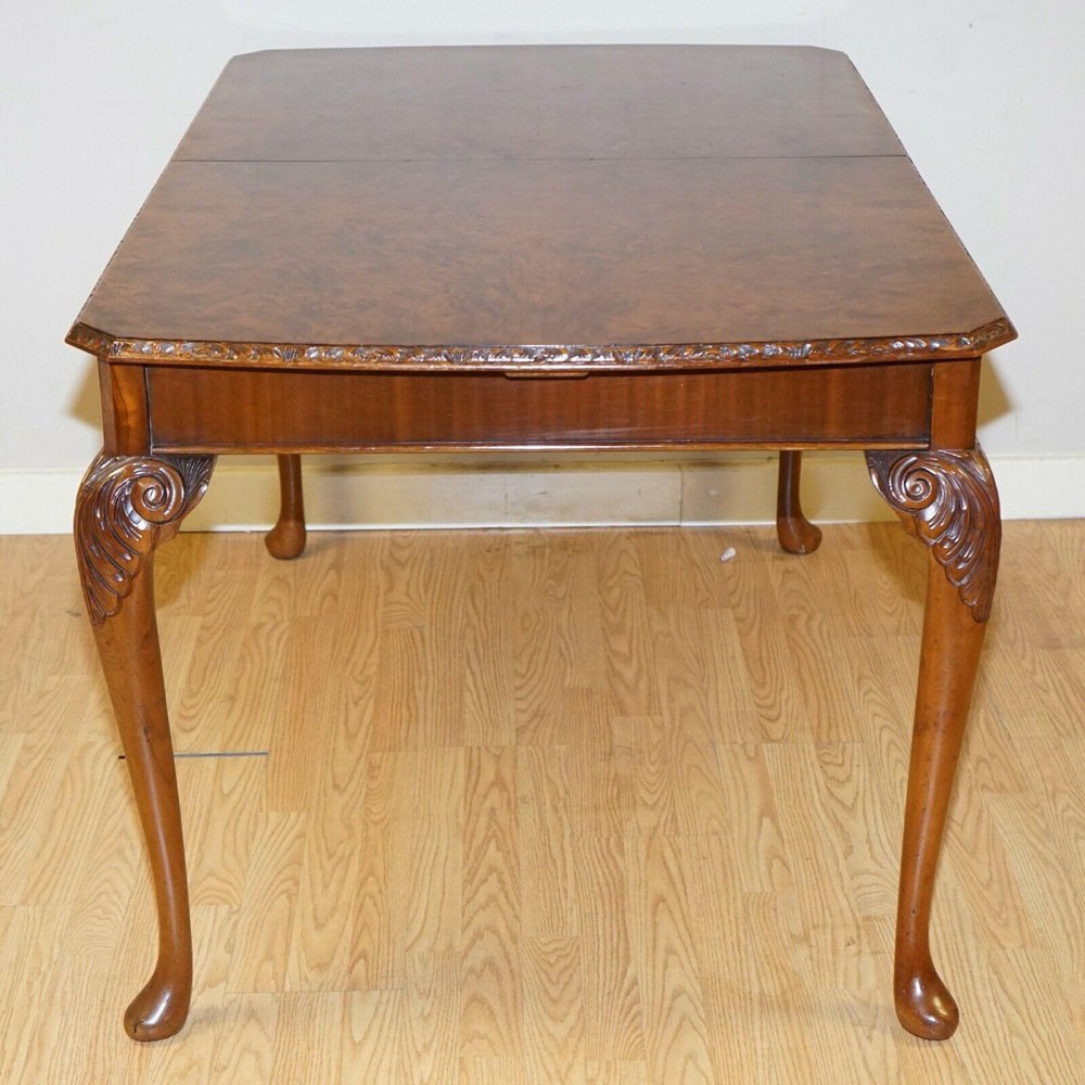 Queen Anne Burr Walnut Coffee Table with Carved Legs, 1930s for sale at ...