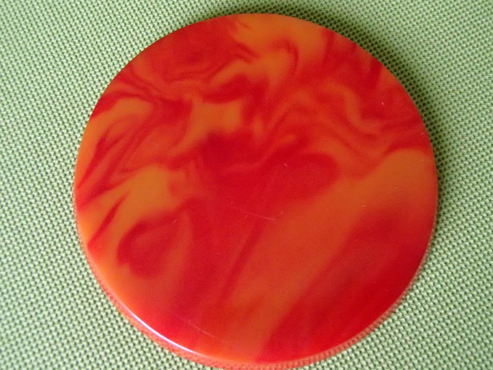 Art Deco Red & Yellow Bakelite Coasters, Set of 7 for sale at Pamono