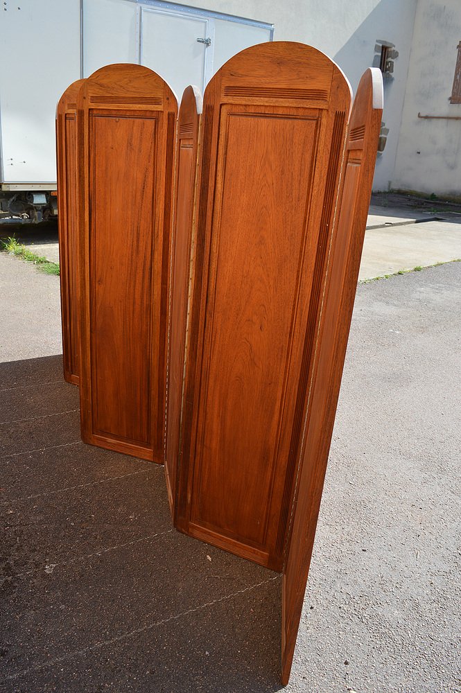 Art Deco Folding Screen with 7 Sculpted Panels, 1940s for sale at Pamono