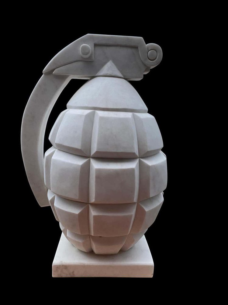20th-Century Hand-Carved White Marble Hand Grenade Statutory for sale ...