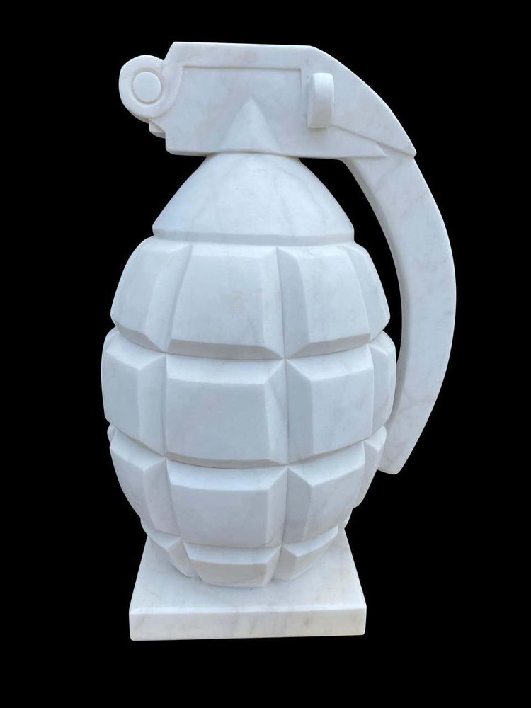 20th-Century Hand-Carved White Marble Hand Grenade Statutory for sale ...