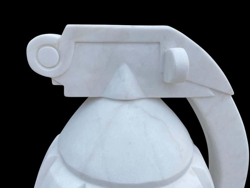 20th-Century Hand-Carved White Marble Hand Grenade Statutory for sale ...
