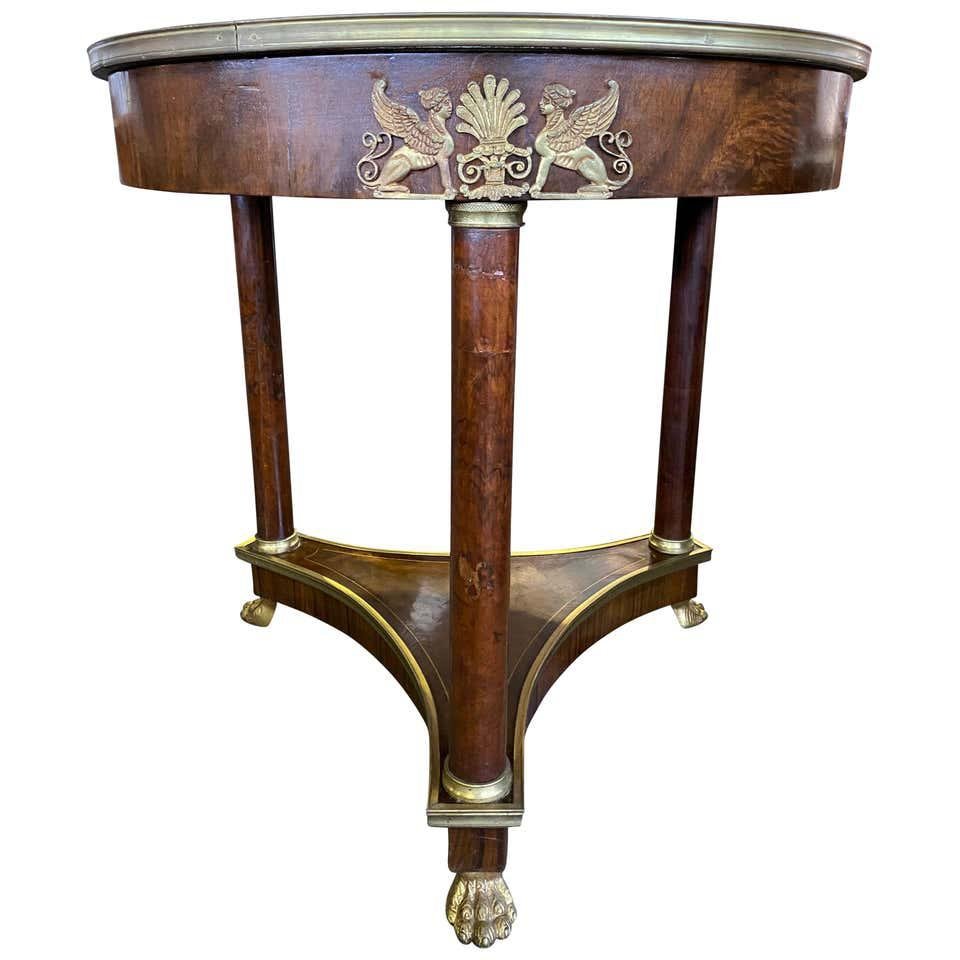 French Empire Table with Round Marble Top, 19th Century for sale at Pamono