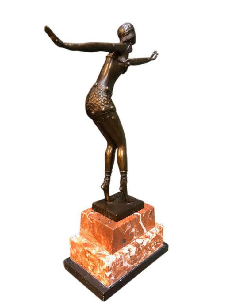 Art Deco Style Bronze Exotic Dancer by J.B Deposee, 20th Century for ...