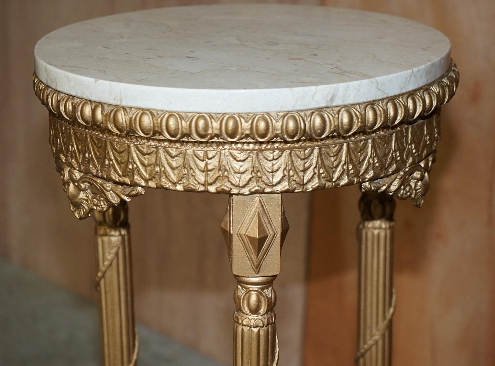 Antique Giltwood Marble Topped Jardiniere Plant Marble Stands, Set of 2 ...