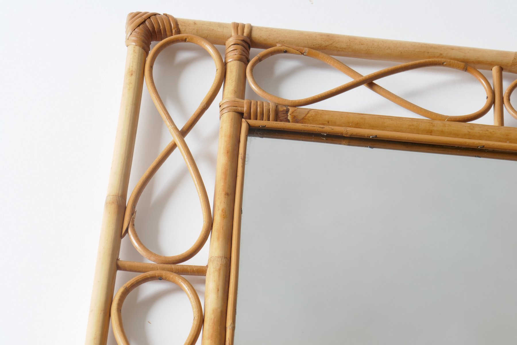 Rectangular Rattan Mirror, France, 1960s for sale at Pamono