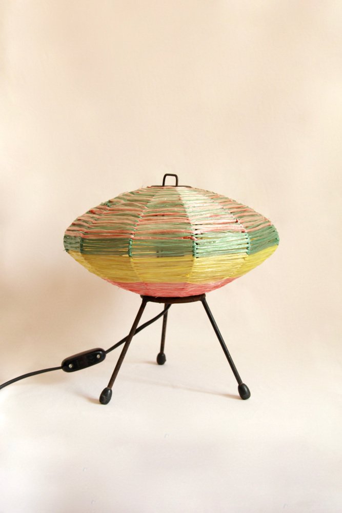 Raffia Table Lamp, Italy, 1950s for sale at Pamono