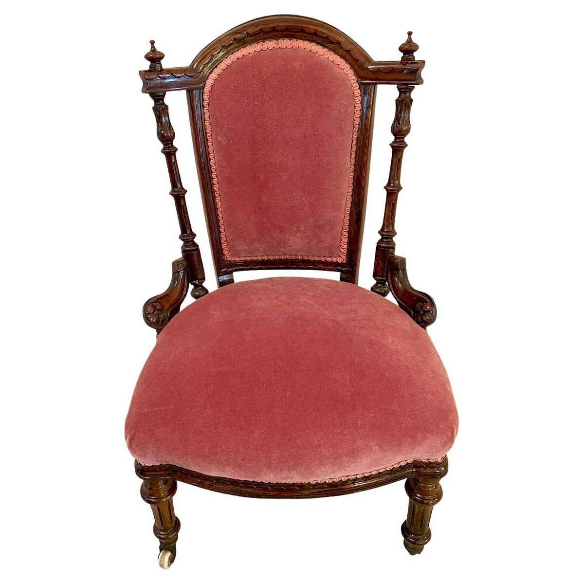 19th Century Victorian Carved Walnut Lady's Chair for sale at Pamono