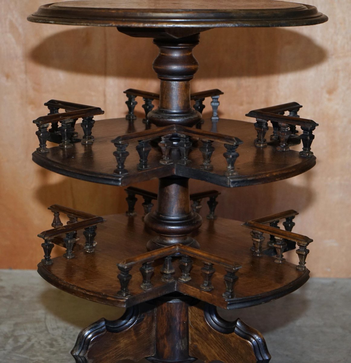 Antique Oak Library Book Table for sale at Pamono