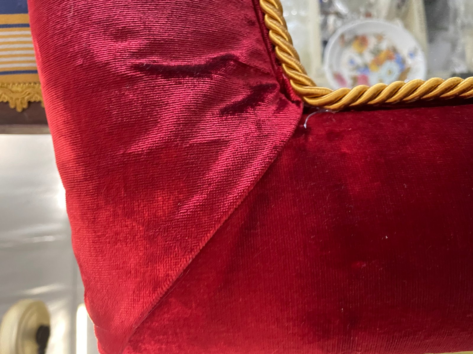 Large Floor Mirror with Velvet Frame for sale at Pamono