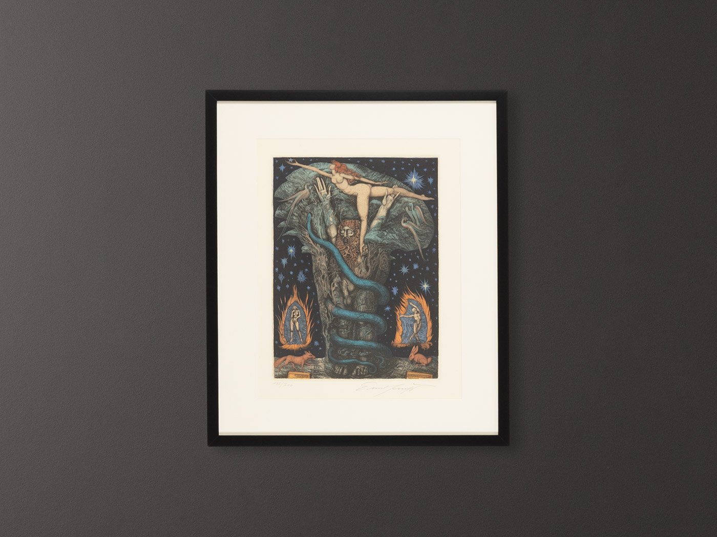 Adams Traum, Color etching, Framed for sale at Pamono