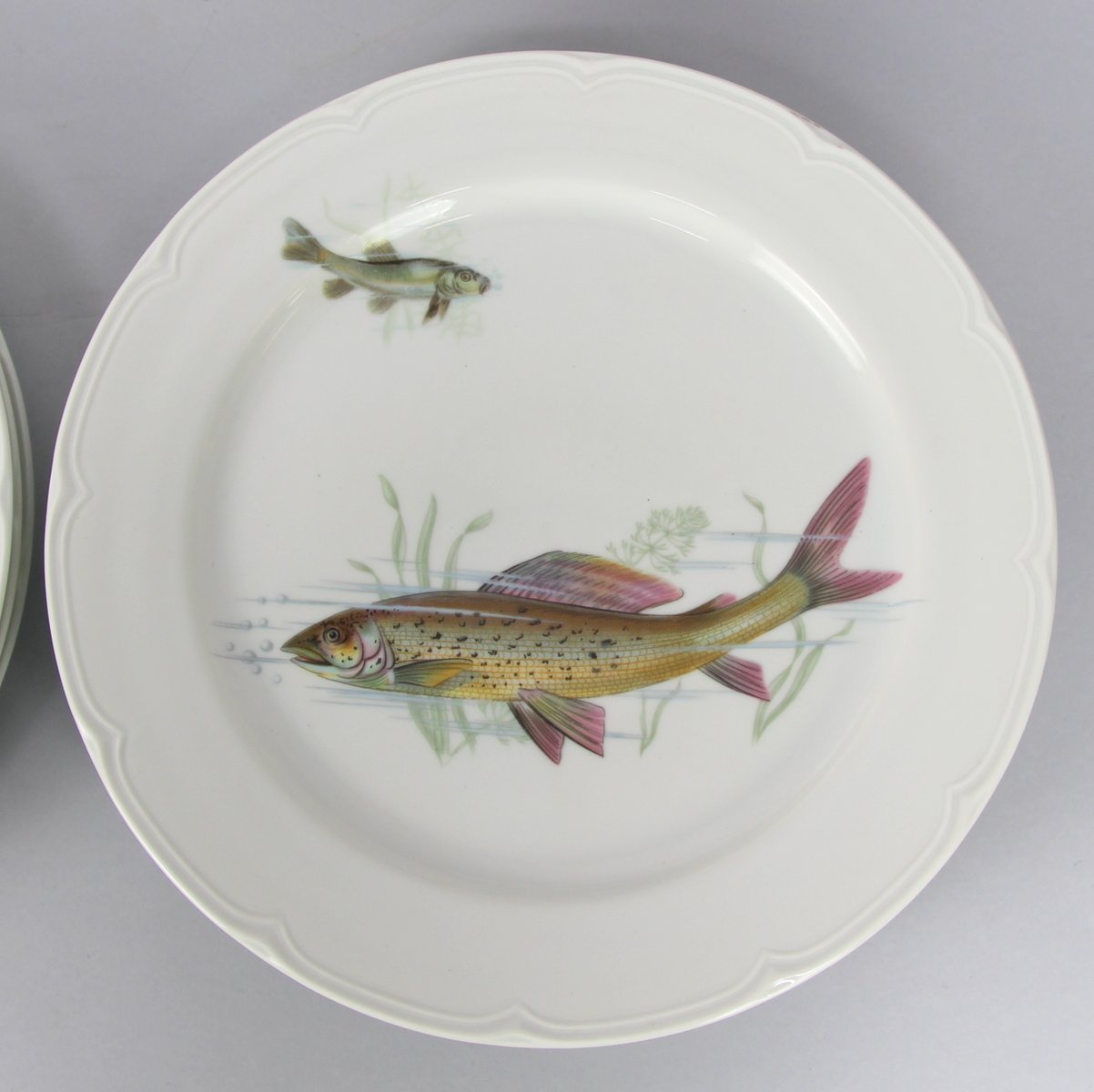 Porcelain Fish Dishes and Tray Set, 1960s, Set of 7 for sale at Pamono