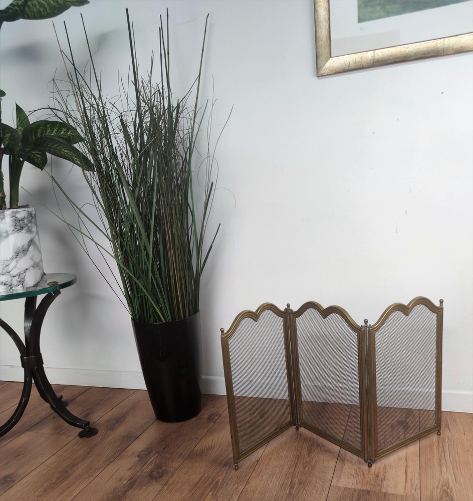 Italian Gilt Brass Fireplace Screen or Fire Screen, 1960s for sale at ...