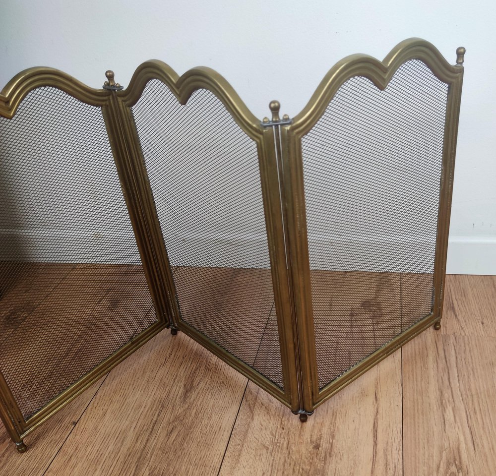 Italian Gilt Brass Fireplace Screen or Fire Screen, 1960s for sale at ...
