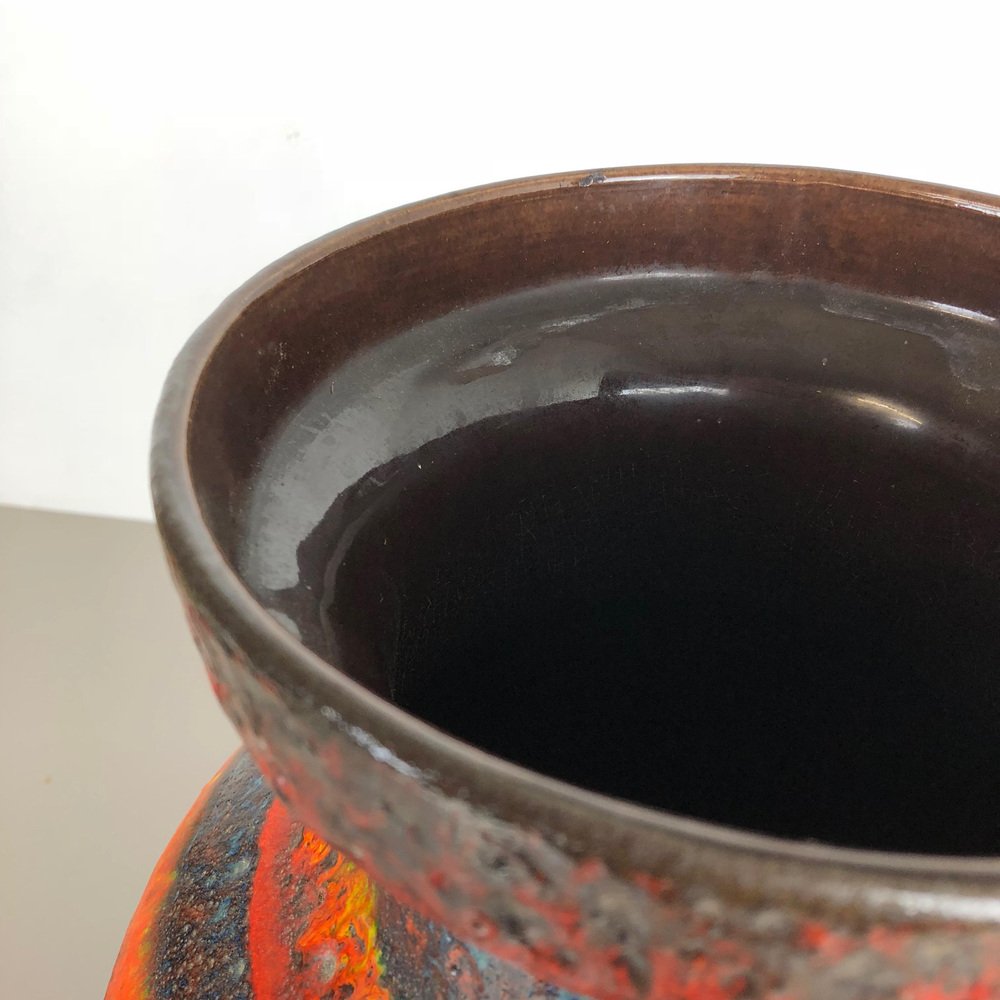 Large Multi-Color Pottery Fat Lava Multi-Color Floor Vase from ...