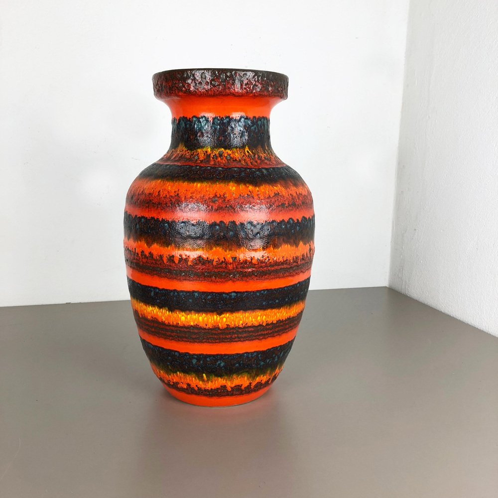 Large Multi-Color Pottery Fat Lava Multi-Color Floor Vase from ...