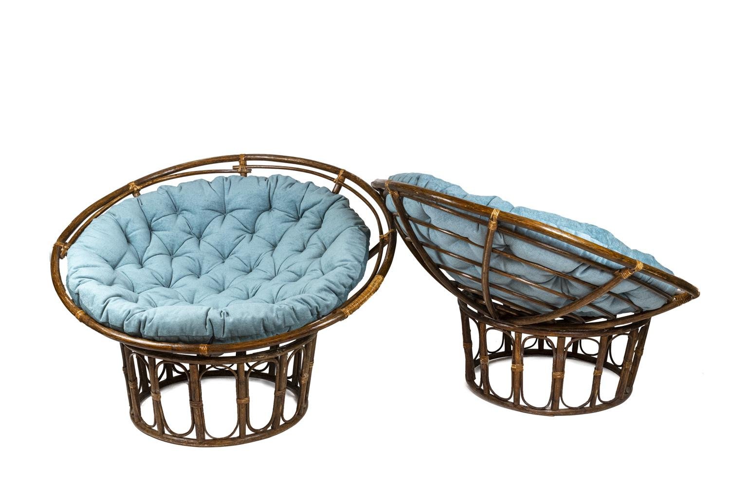 Papasan Lounge Chair in Rattan and Quilted Fabric, 1970s for sale at Pamono