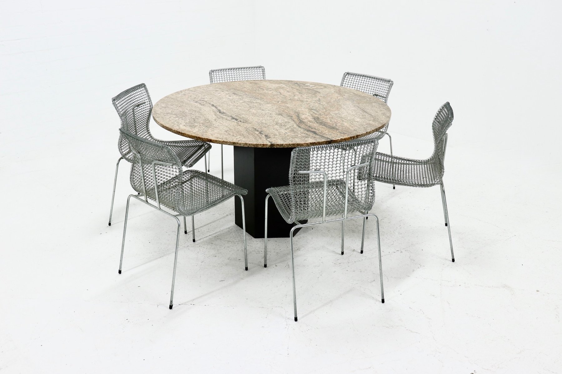 Large Round Dining Table in Granite, 1970s for sale at Pamono