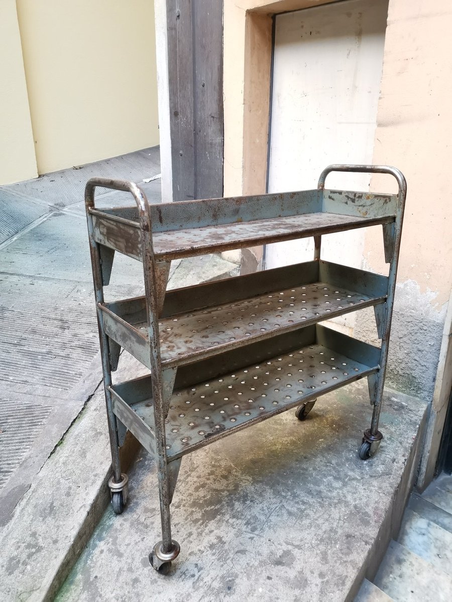 Vintage Industrial Iron Industrial Trolley, 1950s for sale at Pamono