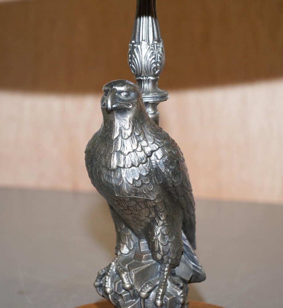 Silver Plated American Eagle Side Table with Marble Top for sale at Pamono