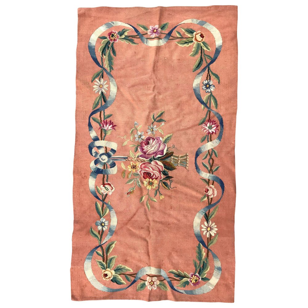 Small Antique Aubusson Flat Rug Tapestry for sale at Pamono