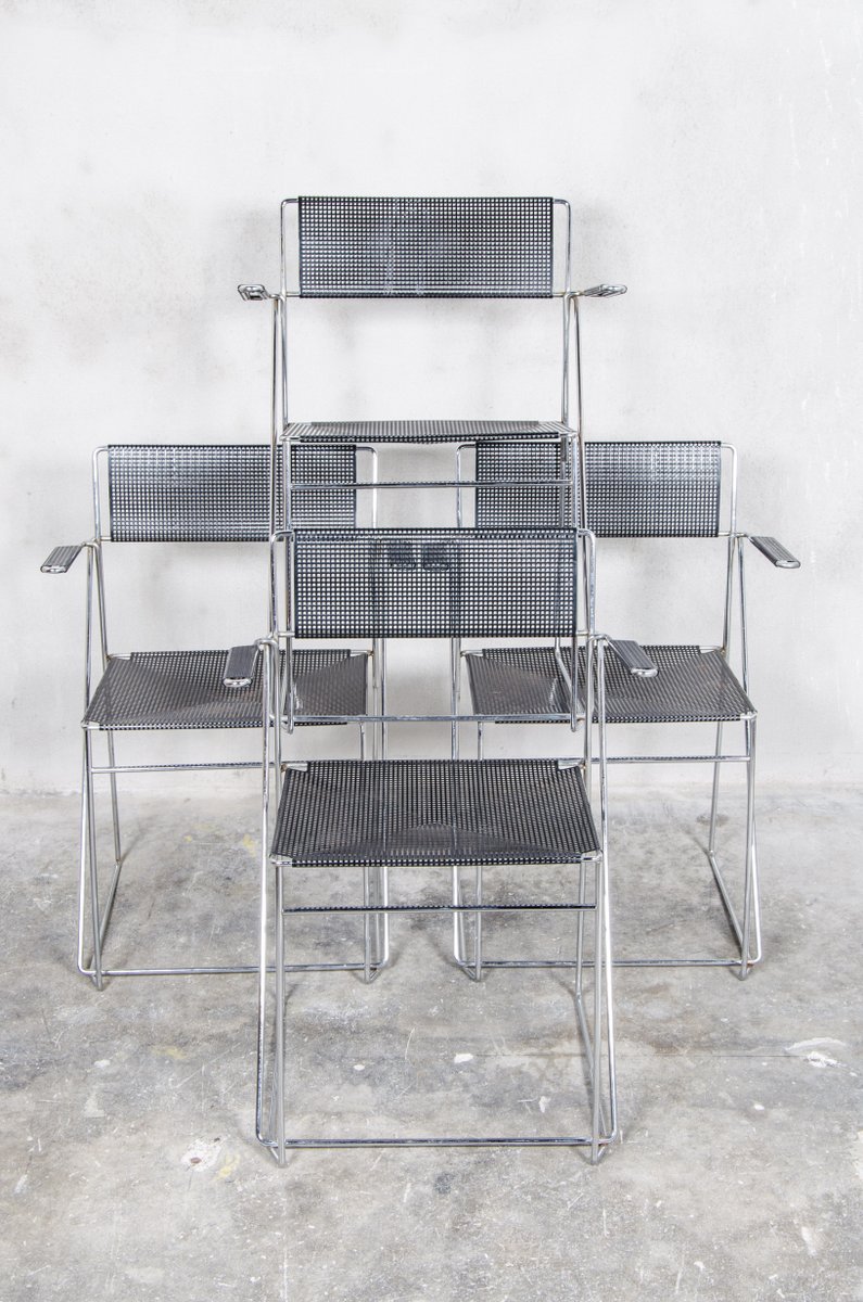 X Line Black Dining Chairs by Niels Jørgen Haugesen for Hybodan, Set of ...