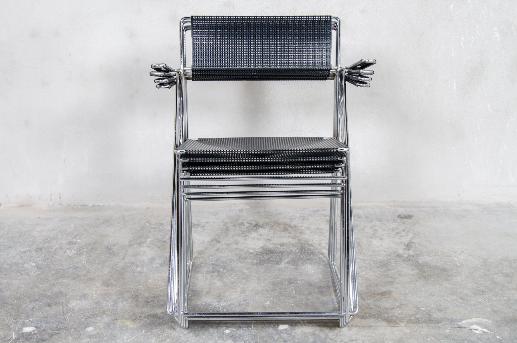 X Line Black Dining Chairs by Niels Jørgen Haugesen for Hybodan, Set of ...