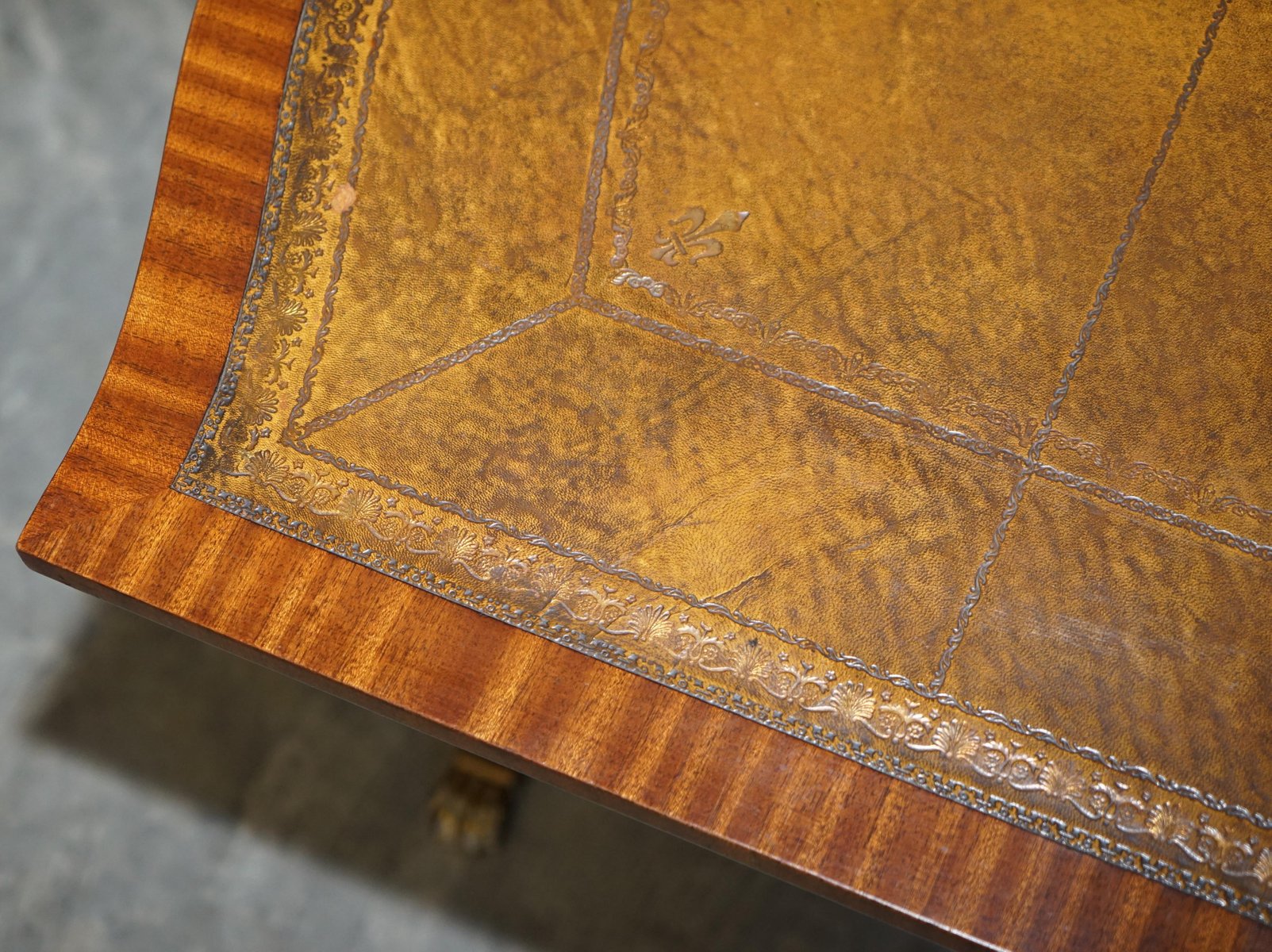 Vintage Hardwood & Brown Leather Coffee Table for sale at Pamono