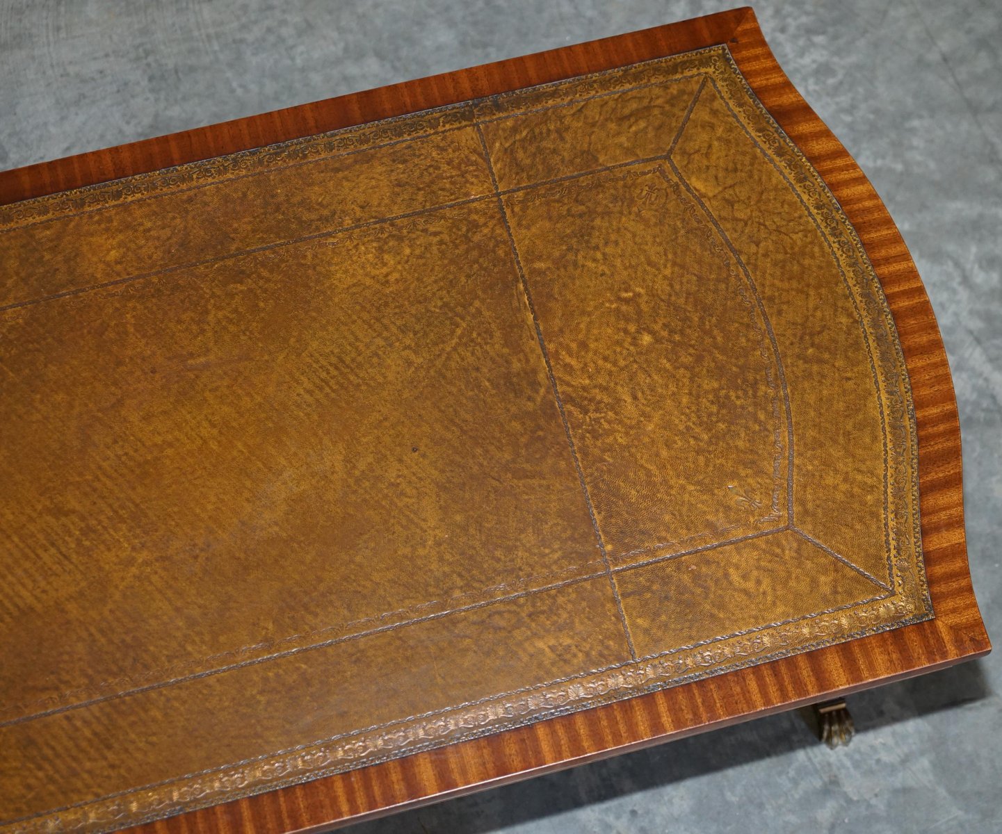 Vintage Hardwood & Brown Leather Coffee Table for sale at Pamono