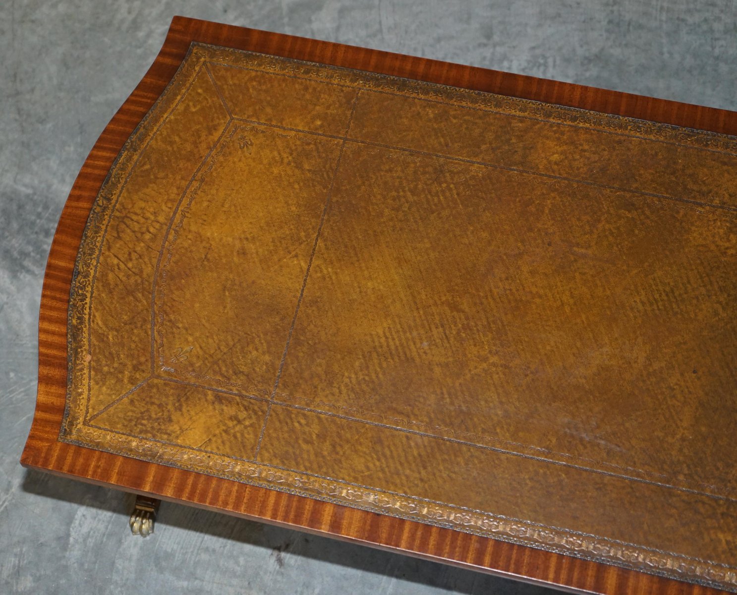 Vintage Hardwood & Brown Leather Coffee Table for sale at Pamono