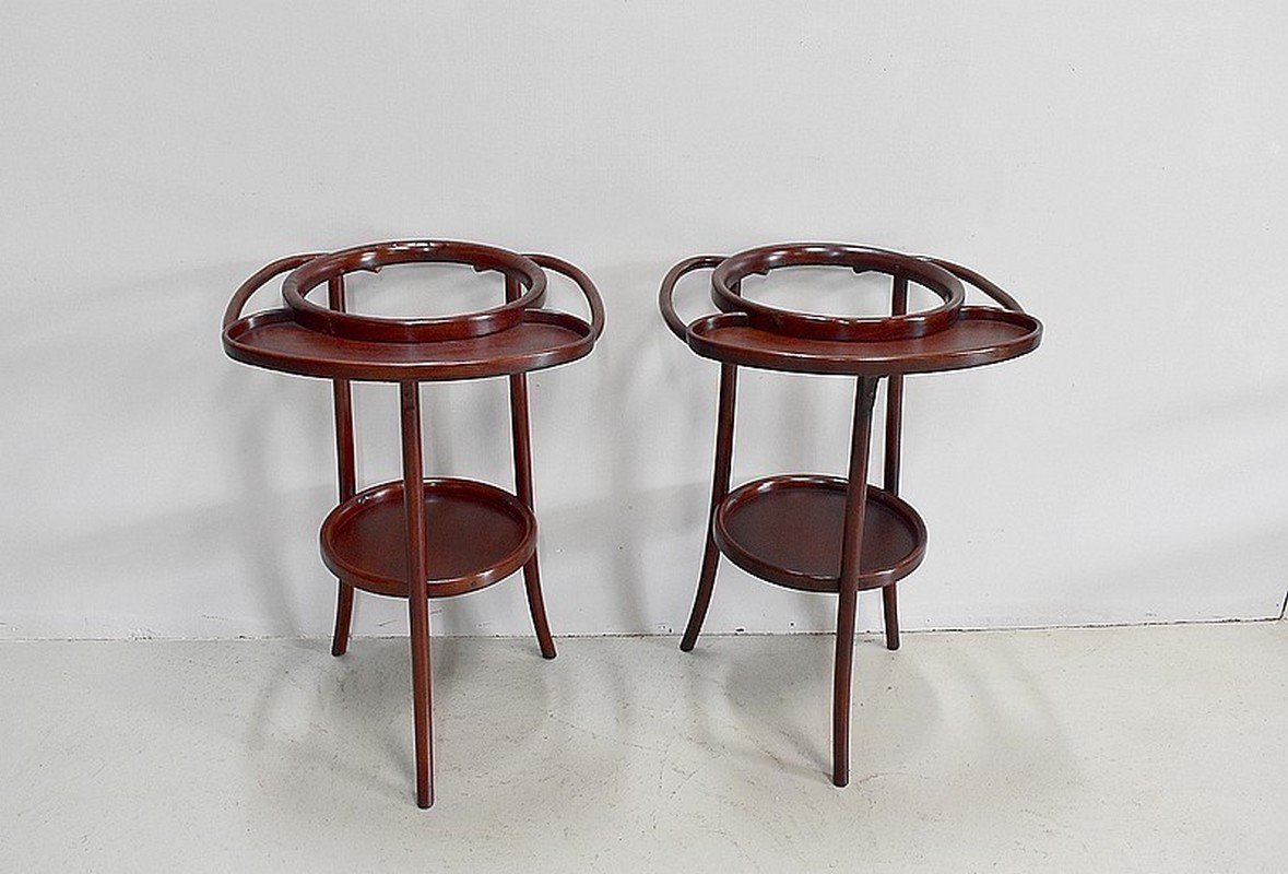 Curved Wooden Barbershop Tables in the style of Thonet, 1920, Set of 2 ...