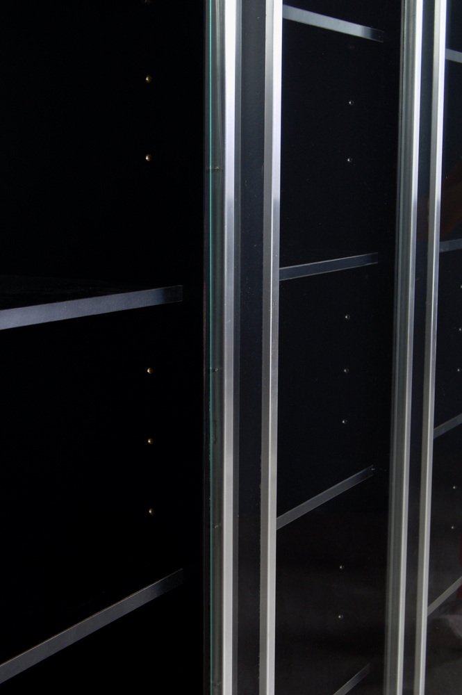 Libraries with Smoked Glass Doors and Steel Foil Finishes, 1970s, Set ...