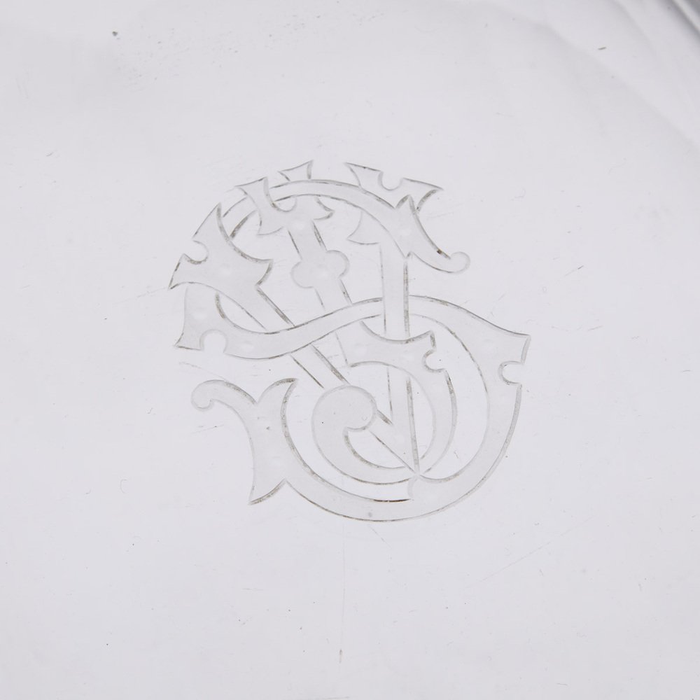 Große viktorianische englische Flachmann aus massivem Silber & Glas, 19 ...