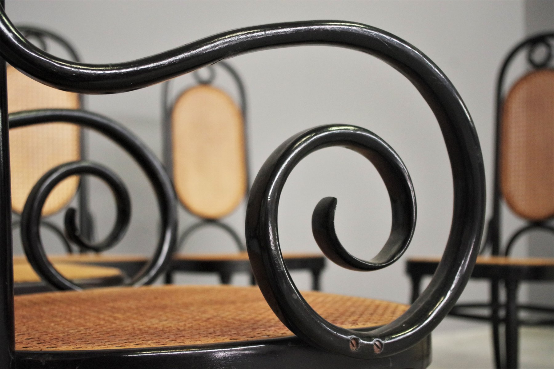 Thonet Stühle aus gebogenem Buchenholz und Wiener Sitz aus Stroh ...