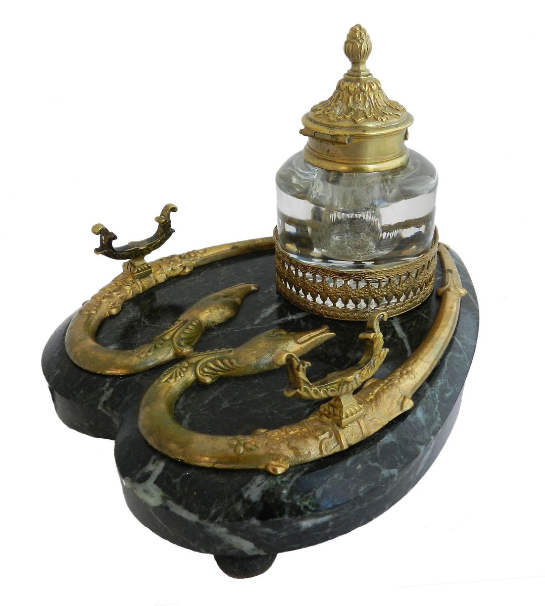 Bronze & Marble Serpent Inkstand, France, 1880s for sale at Pamono