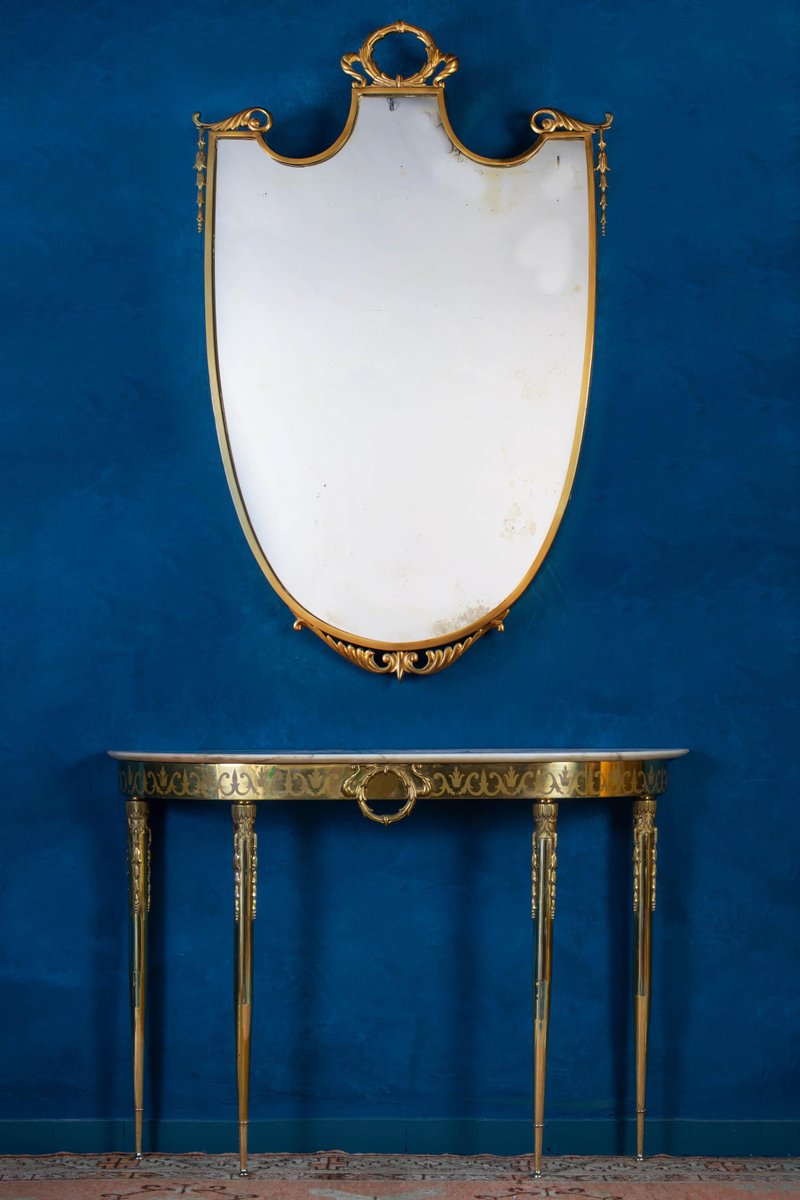 Mid Century Italian Oval Shaped Brass Console Table, 1950 for sale at ...